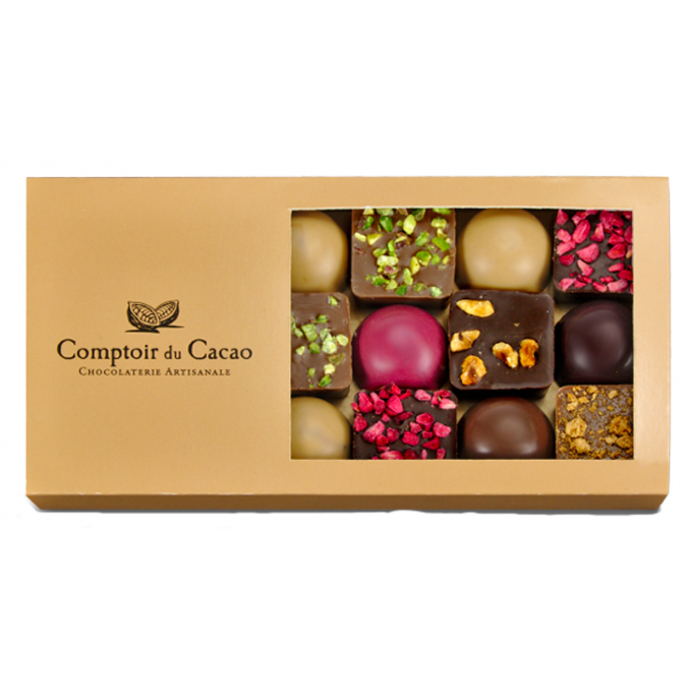Etuit avec fenêtre assortiment chocolat 162g - Comptoir du Cacao